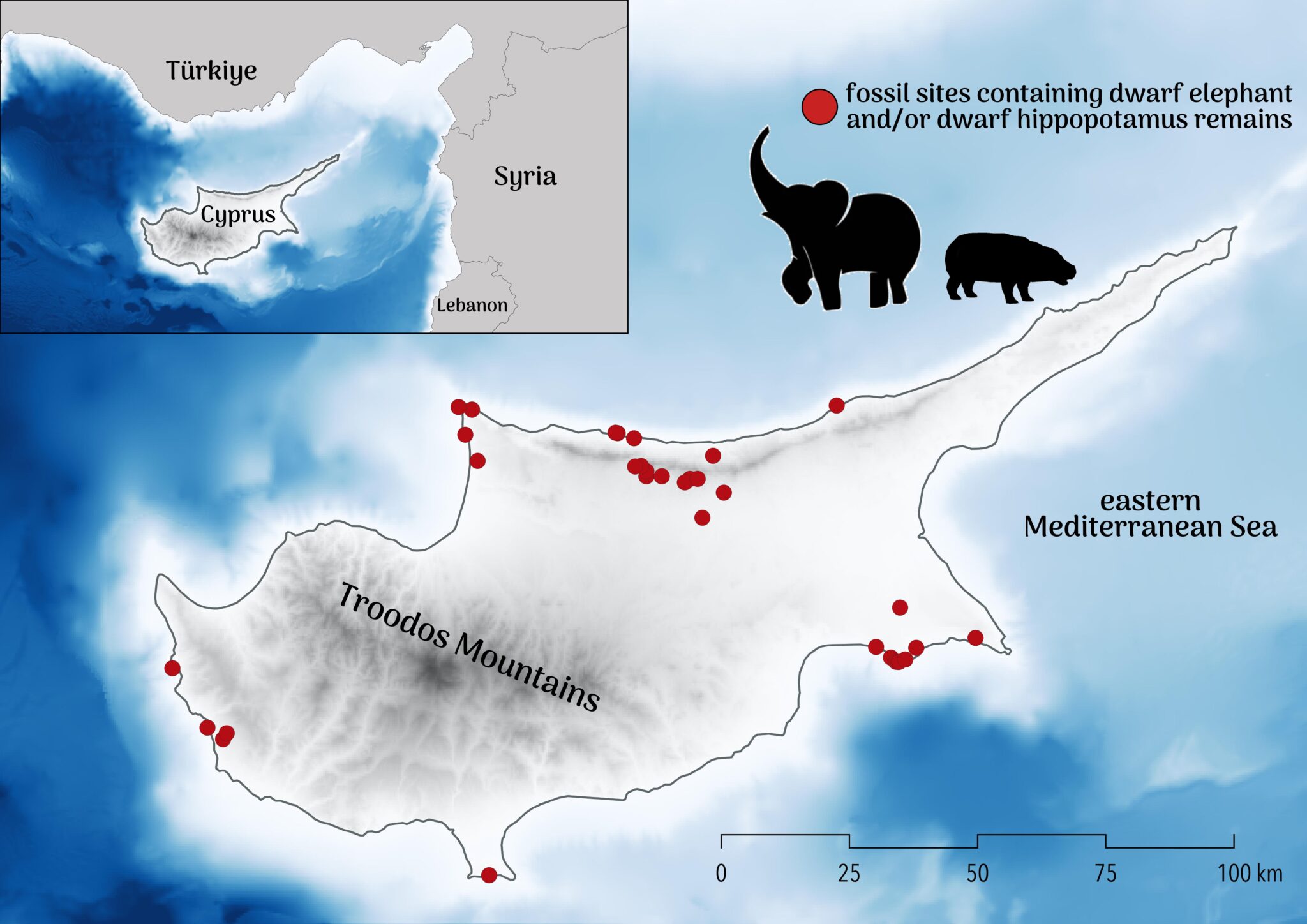 Cyprus map & fossil sites – News